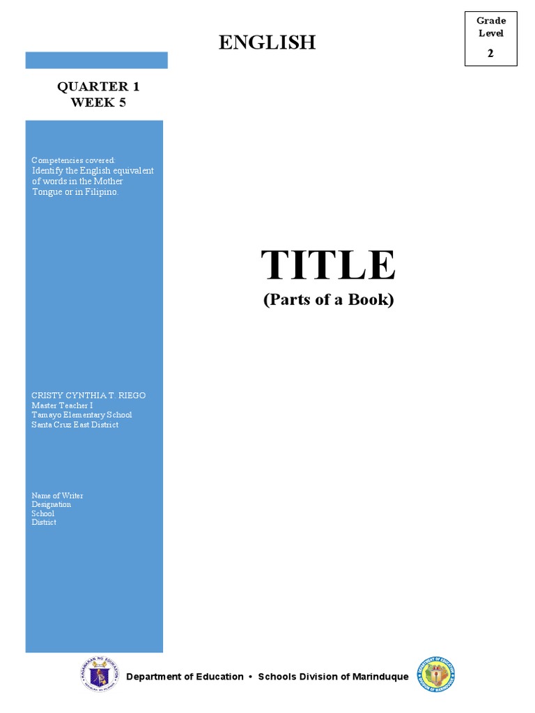 MODULE ENGLISH - English Equivalent To Mother Tongue and Filipino | PDF ...