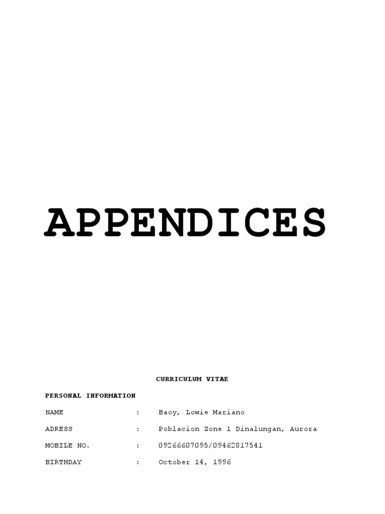 Appendices: Curriculum Vitae Personal Information | PDF | Criminal ...