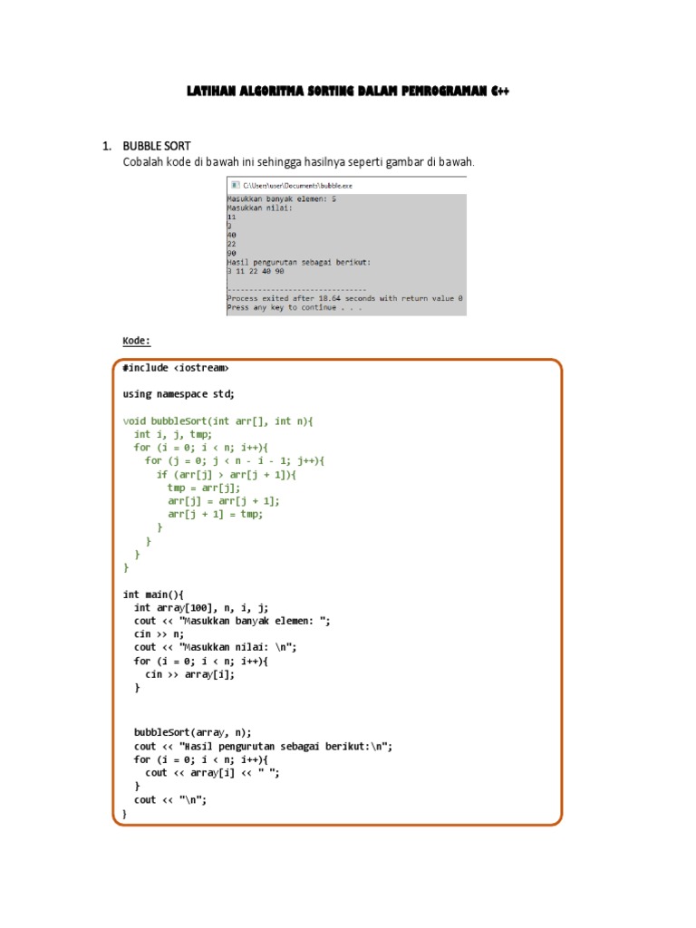 Latihan Algoritma Sort | PDF | Ilmu Komputer Teoritis | Aritmetika