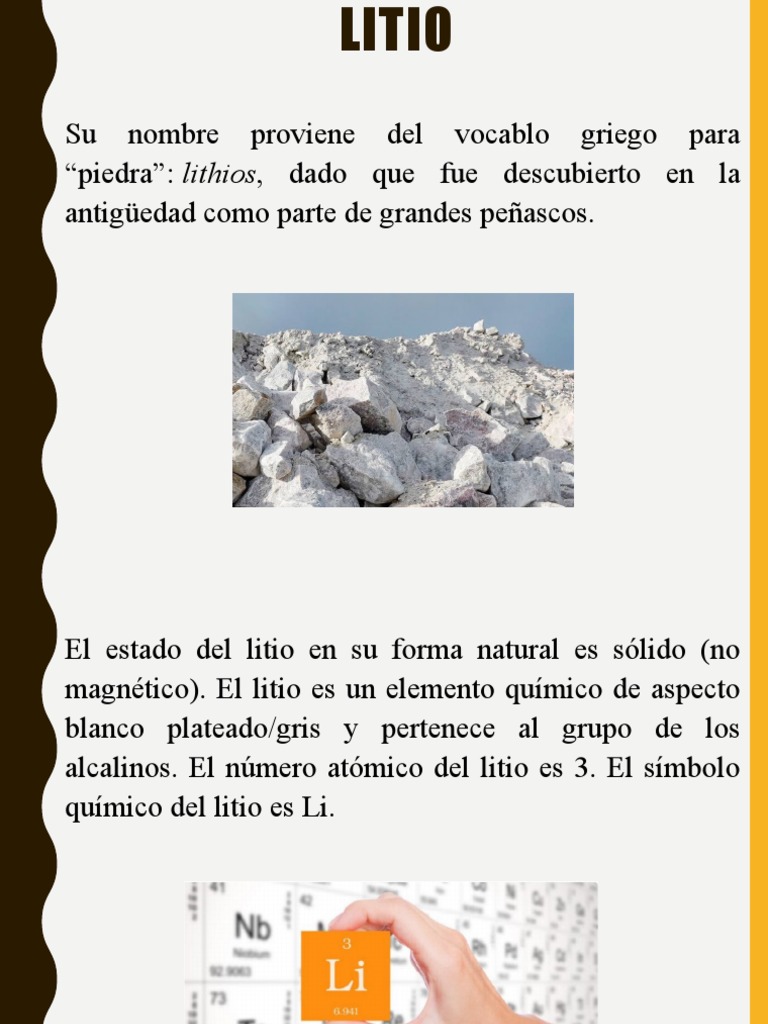 Información esencial sobre el litio | PDF | Litio | Conjuntos de ...
