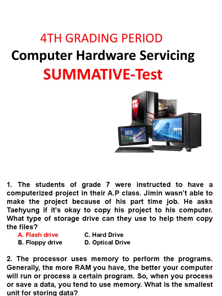 WITH Answer. Pre-Test Computer | PDF | Usb Flash Drive | Flash Memory
