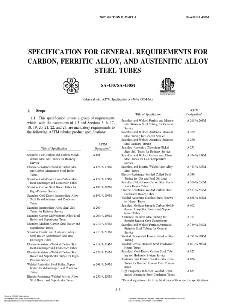 Asme Section Ii A Sa-450 Sa-450m PDF | PDF | Pipe (Fluid Conveyance ...