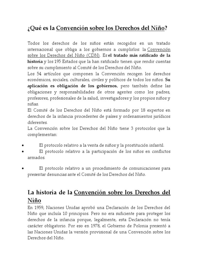 Conveción de Los Derechos de Los Niños | PDF | Derechos de los niños ...