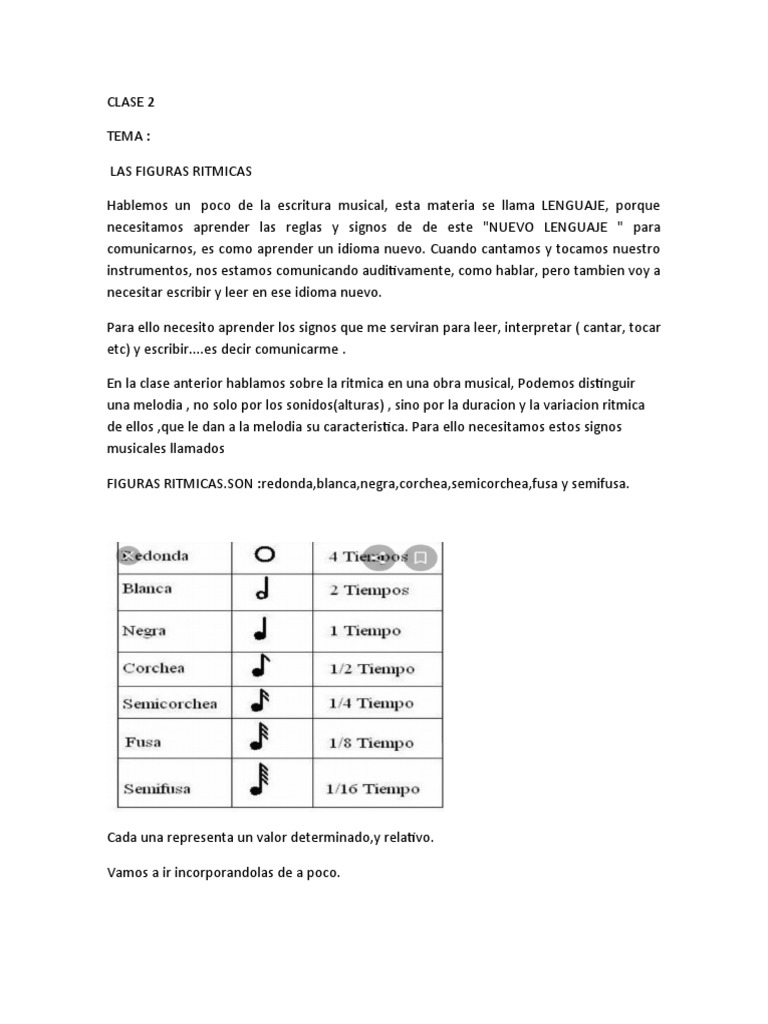 Clase 2 Lenguaje 1 | PDF | Ritmo | Notación musical
