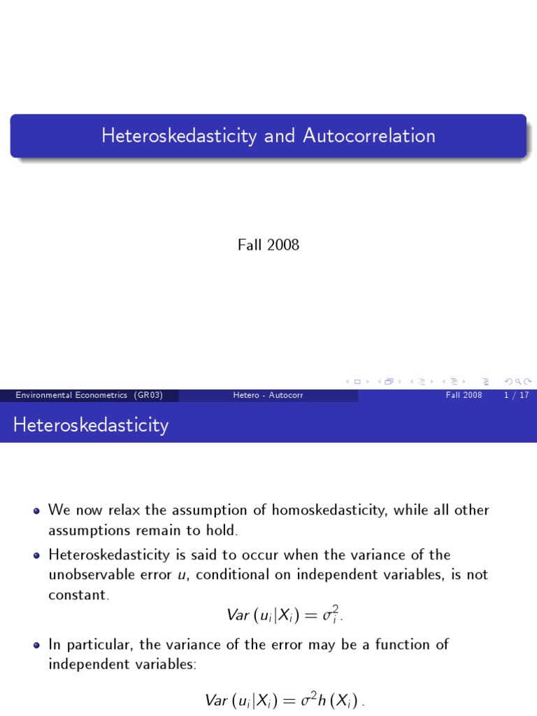 Heteroskedasticity & Autocorrelation | Download Free PDF | Heteroscedasticity | Ordinary Least ...
