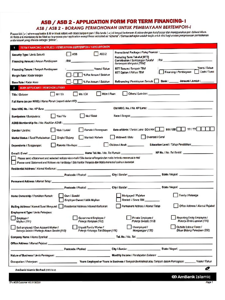 Form ASBF AMBANK | PDF