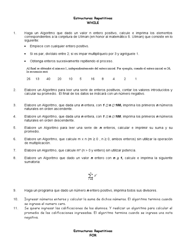 Sesion 7 - Macros - Ejercicios3 - Repetitivas | PDF | Algoritmos | Entero