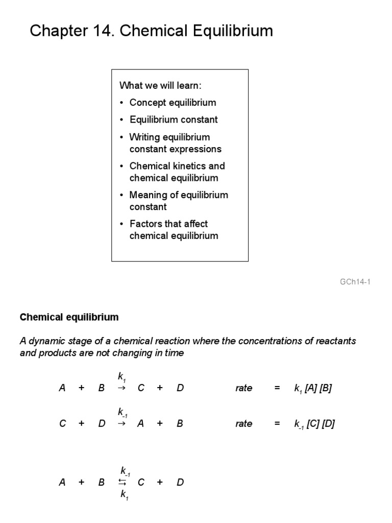 Chapter 14. Chemical Equilibrium | PDF | Chemical Equilibrium | Reaction Rate