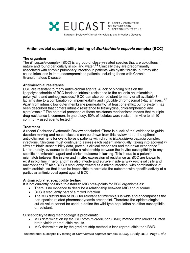 BCC Susceptibility Testing 130719 | PDF | Antimicrobial Resistance ...