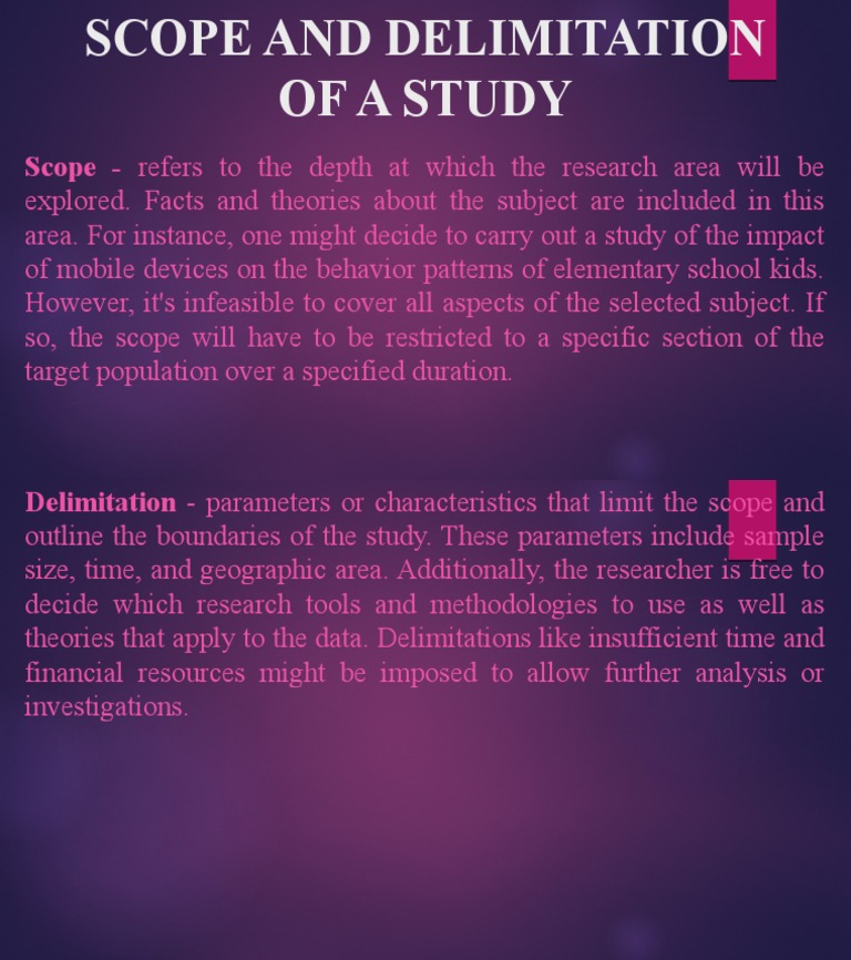 Understanding Scope and Delimitation in Research | PDF | Science ...