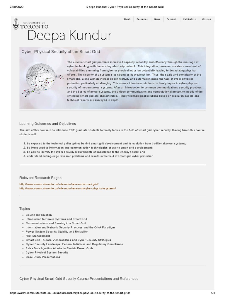 Deepa Kundur - Cyber-Physical Security of The Smart Grid PDF | PDF ...