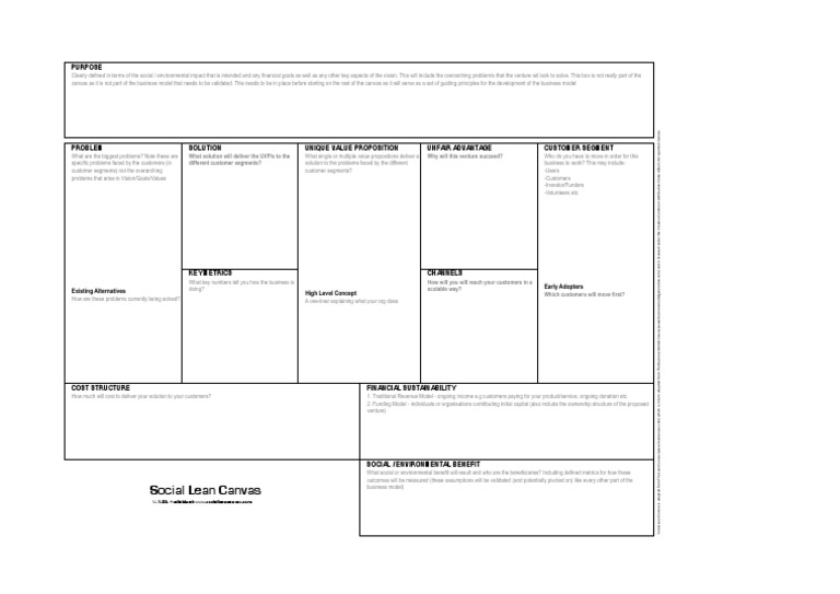 Social Entrepreneurship Canvas | PDF | Business Model | Business Economics