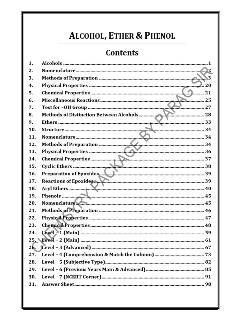 Alcohols, Ethers, and Phenols Overview | PDF | Ester | Aldehyde