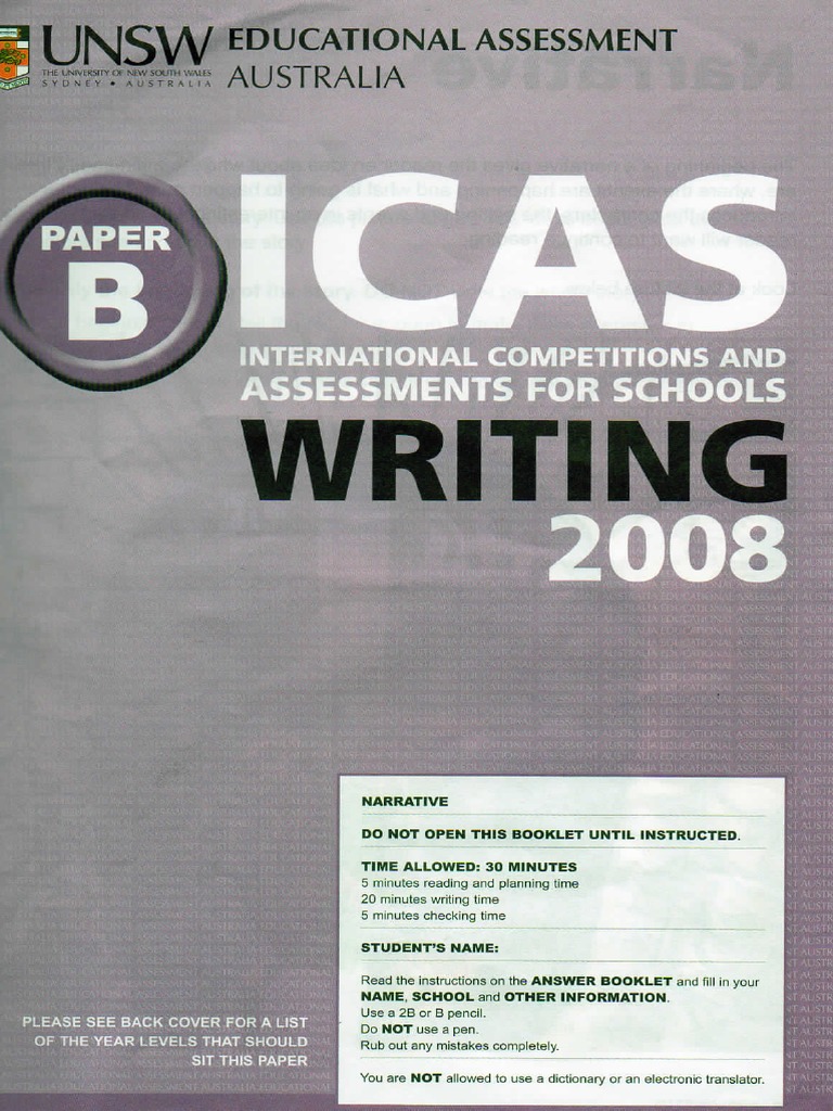 ICAS Paper B Writing 2008 | PDF