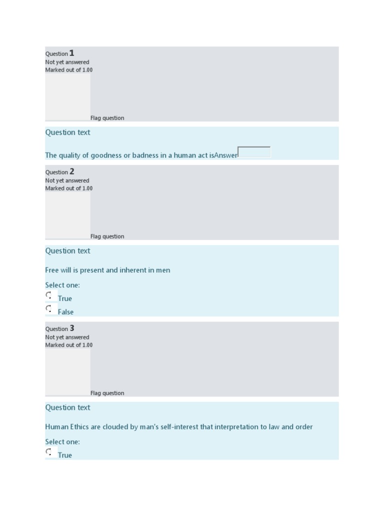 Ethics-Template | Free Will | Question