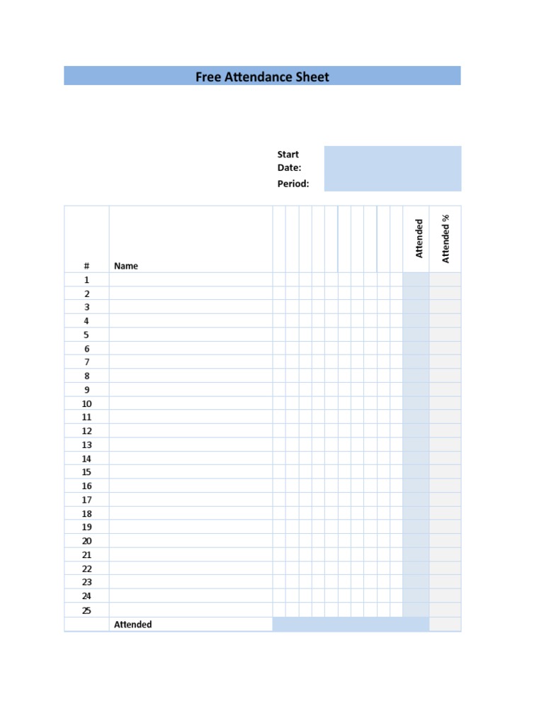 Attendance Tracking Sheet: Free Template to Record Student ...