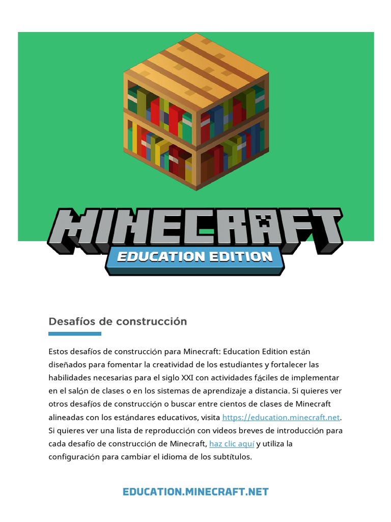 Desafíos de Construcción Minecraft Education Edition Build Challenges ...
