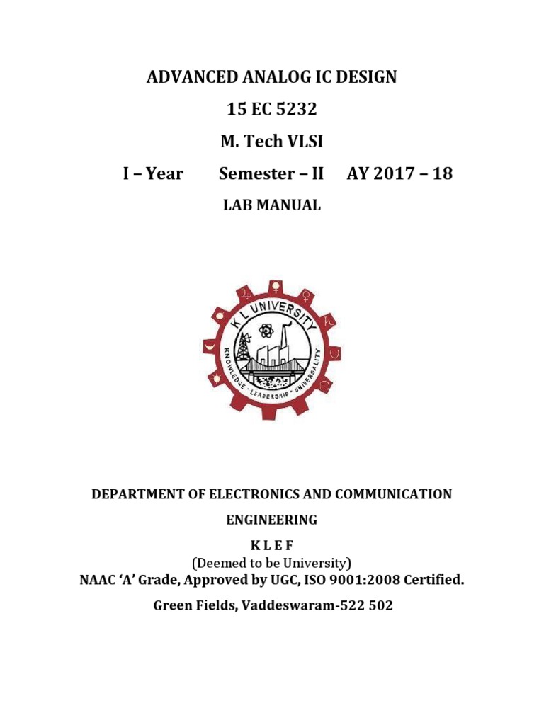 ADVANCED ANALOG IC DESIGN Lab Manual | PDF | Field Effect Transistor ...