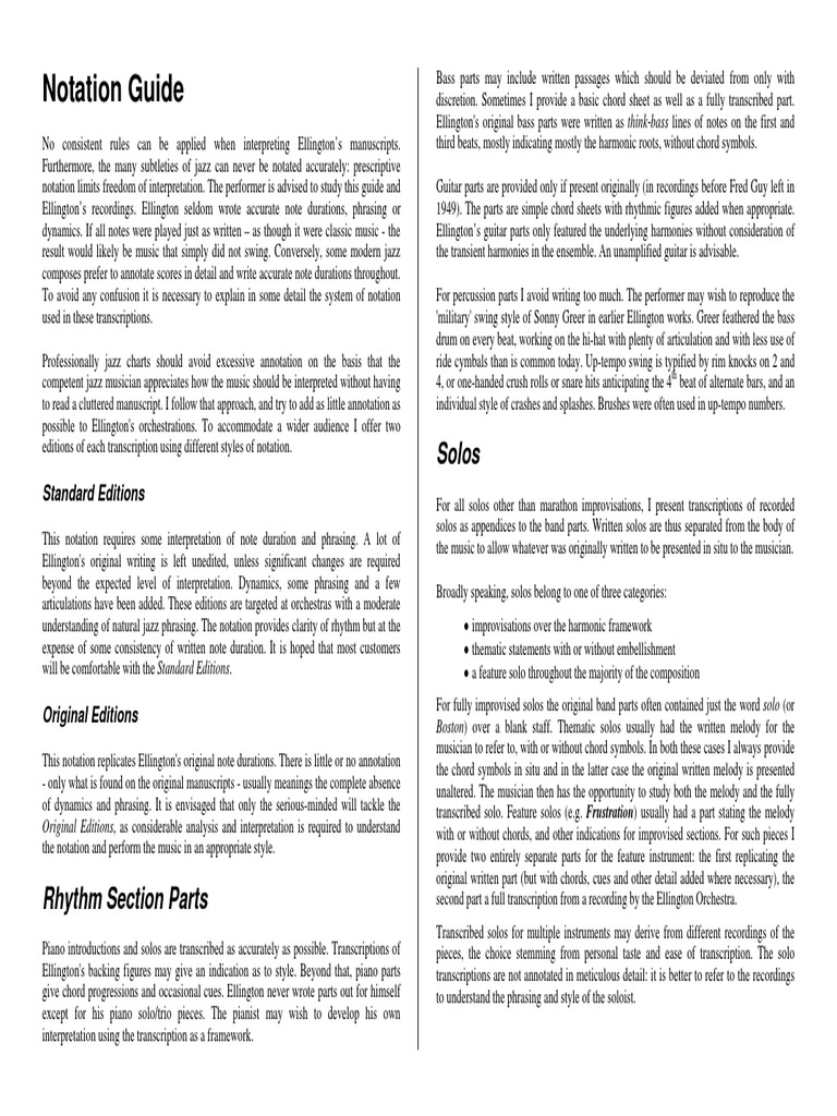 Notation Guide: Solos | PDF | Chord (Music) | Musical Notation