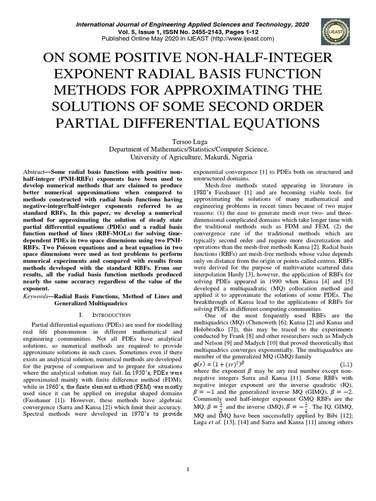 Analysis of Radial Basis Function Methods with Positive Non-Half ...