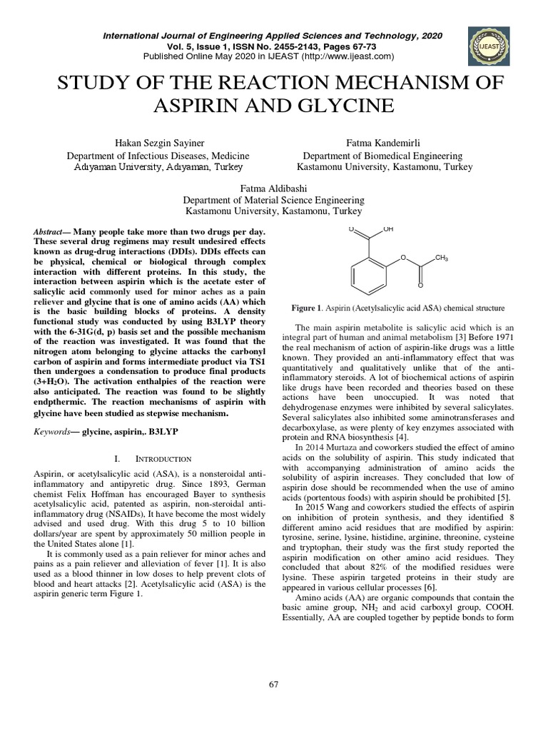 Study of The Reaction Mechanism of Aspirin and Glycine | PDF | Amino ...