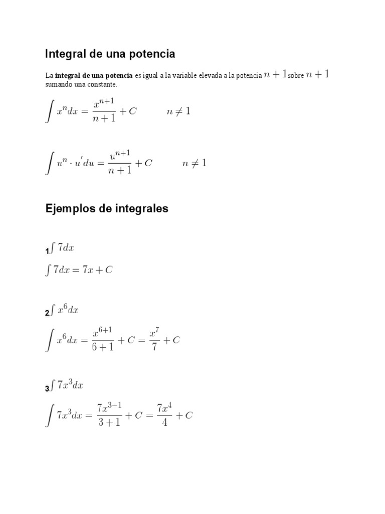 Integral de Una Potencia | PDF