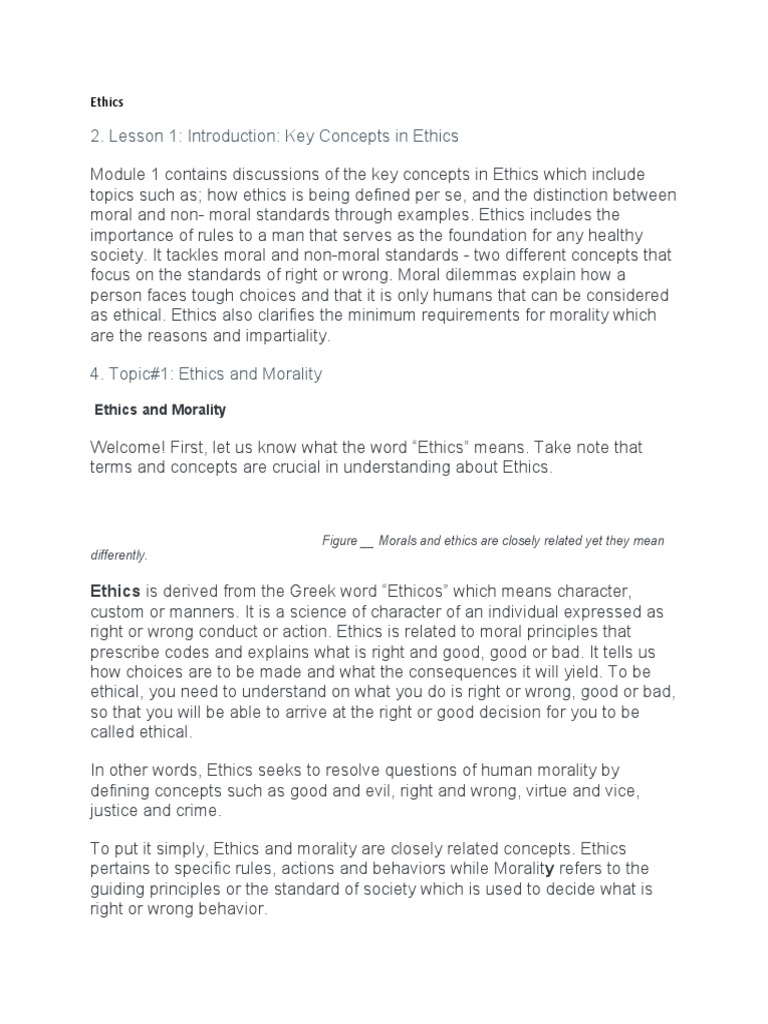 Lesson 1: Introduction: Key Concepts in Ethics | PDF | Socrates | Morality