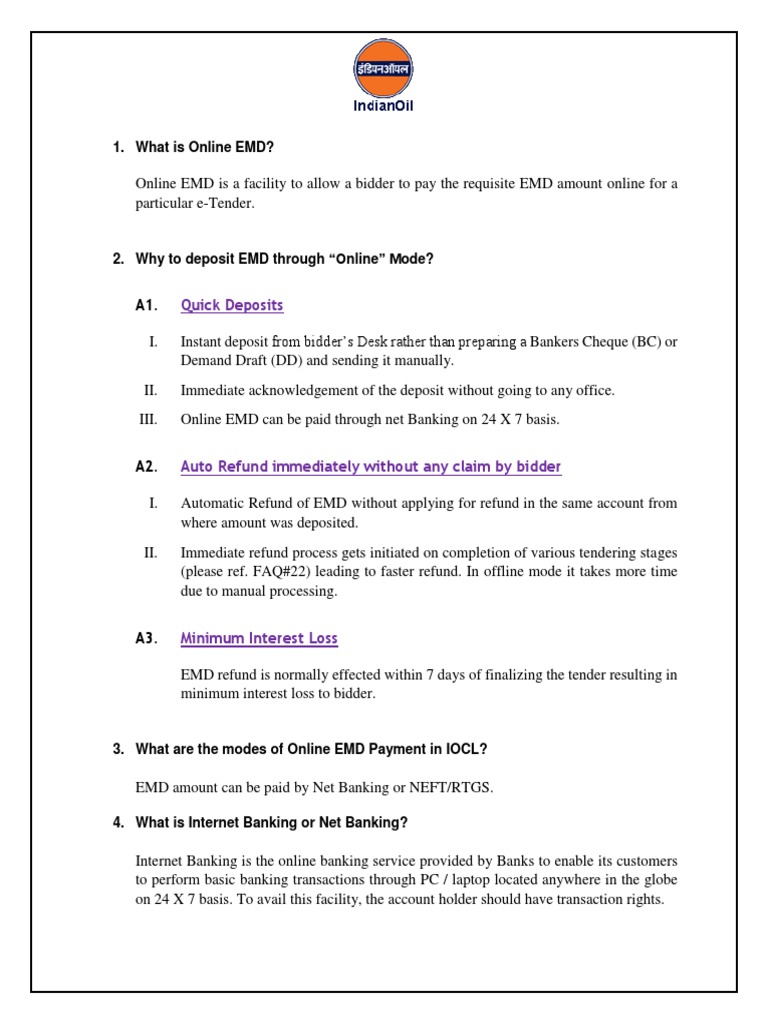 Quick Deposits: 1. What Is Online EMD? | PDF