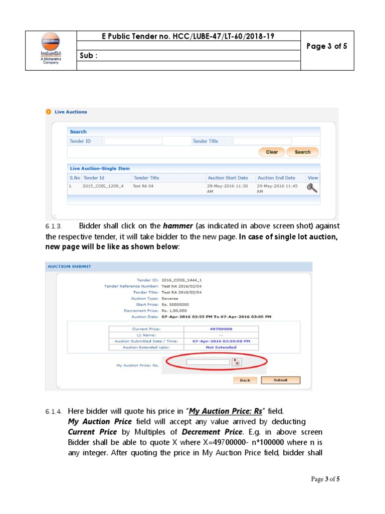 E-Tender Bidding Process Guide | PDF