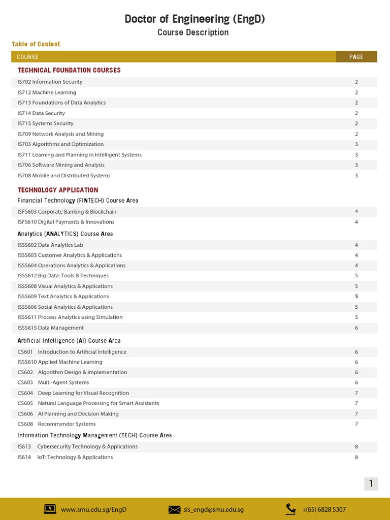Doctor of Engineering (Engd) : Course Description | PDF | Analytics ...