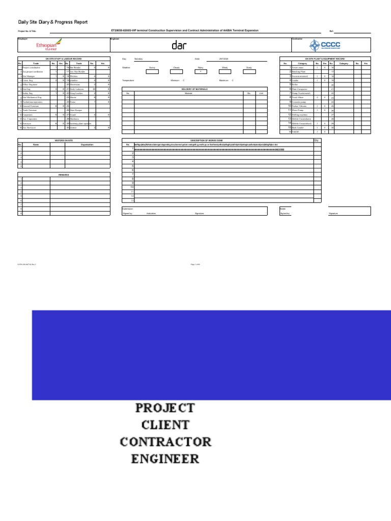 Daily Site Diary & Progress Report | PDF | Construction Equipment ...