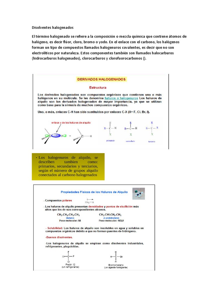 Disolventes Halogenados: Composición y Reactividad | PDF