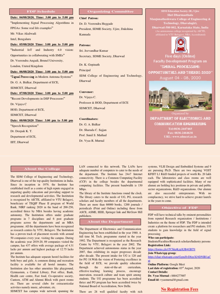 Brochure - FDP - 2020 - ECE | PDF | Electronics | Information And ...