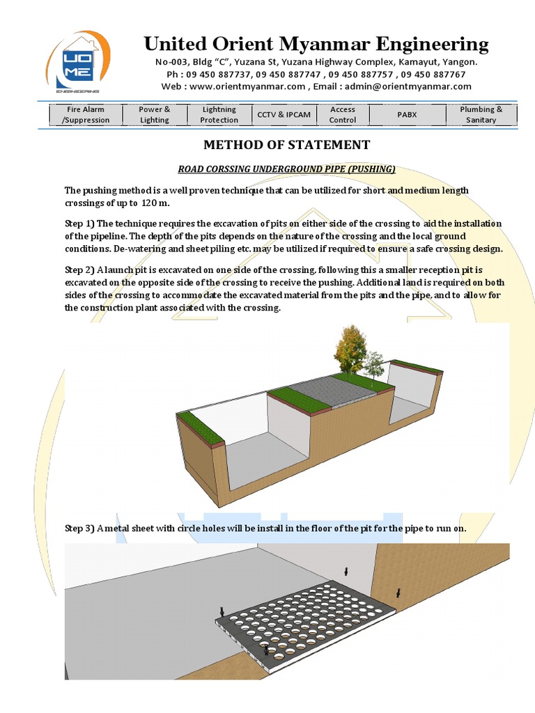 Road Crossing Method of Statement | PDF | Plumbing | Pipe (Fluid ...