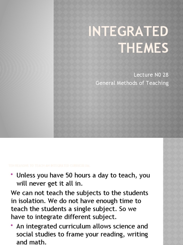 Integrated Themes: Lecture N0 28 General Methods of Teaching | PDF ...