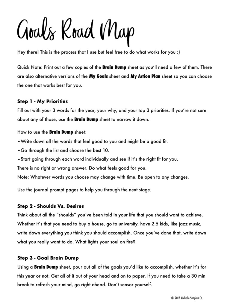 Goals Road Map: Step 1 - My Priorities | PDF