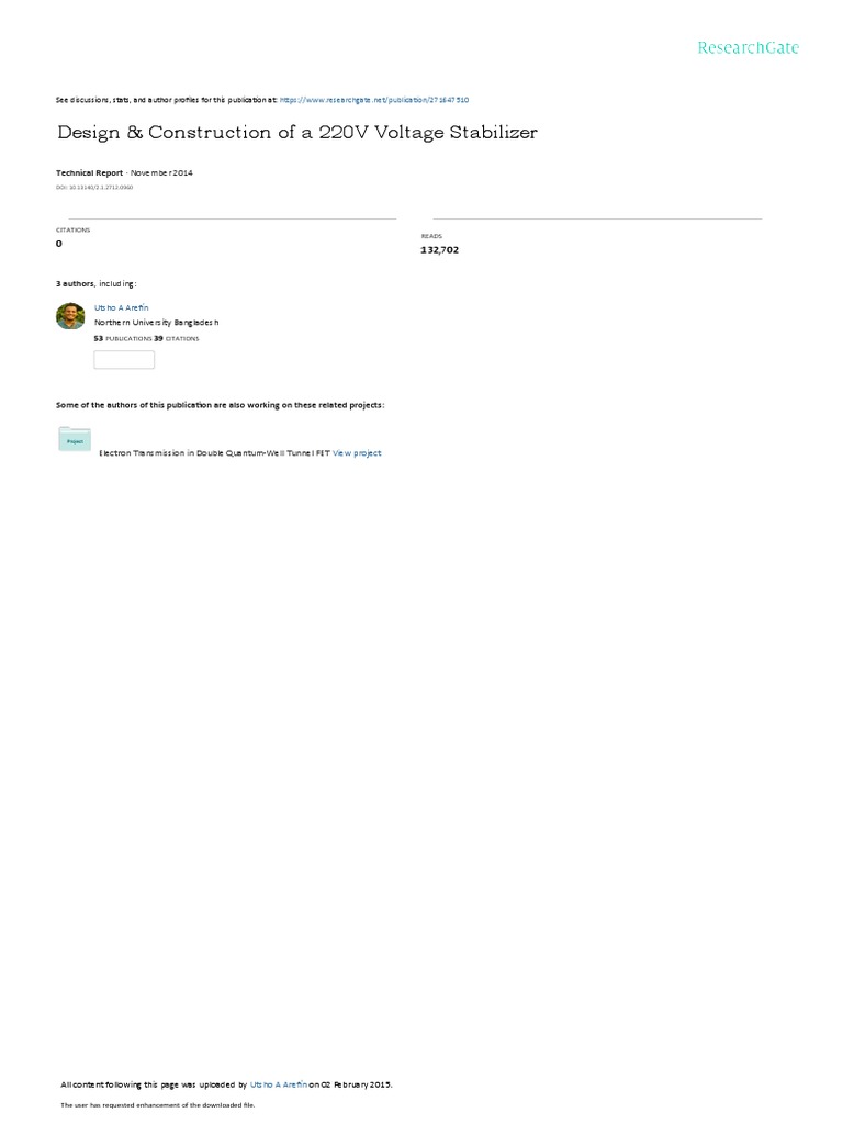Technical Construction File Stabilizer | PDF | Capacitor | Bipolar Junction Transistor