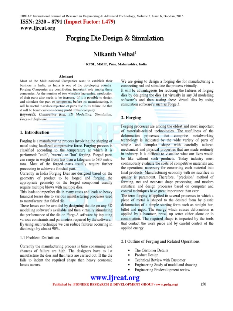 Forging Die Design & Simulation | PDF | Forging | Steel