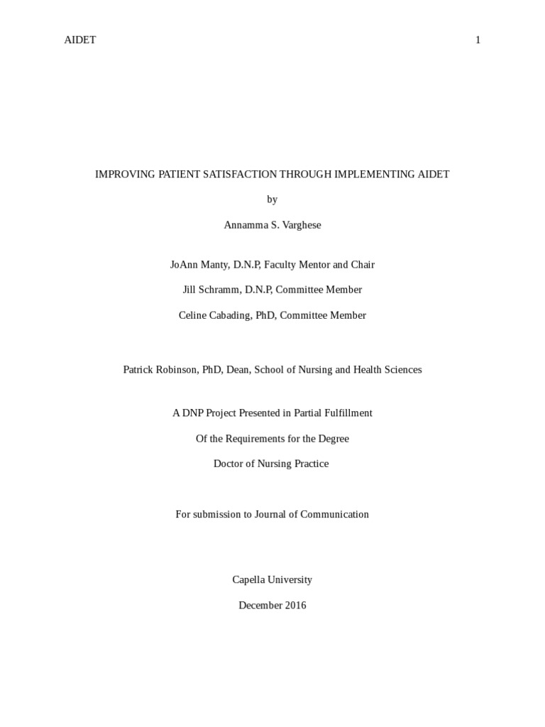 AIDET Final | PDF | Patient | Survey Methodology