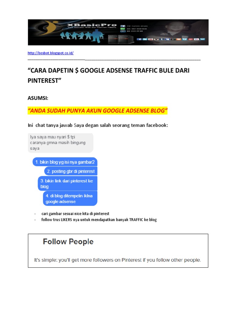 CARA DAPETIN Dollar GOOGLE Adsense Traffic BULE Dengan Pinterest PDF | PDF | Ilmu Sosial | Komputer