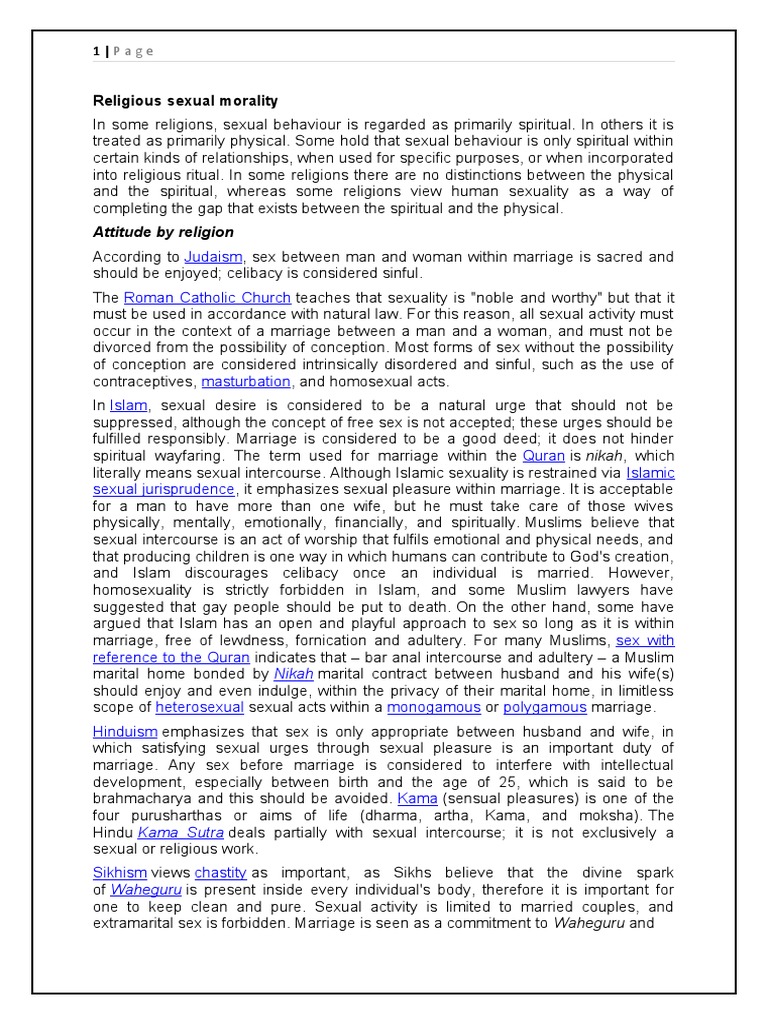 Religious Sexual Morality: Attitude by Religion | PDF | Kama | Human ...