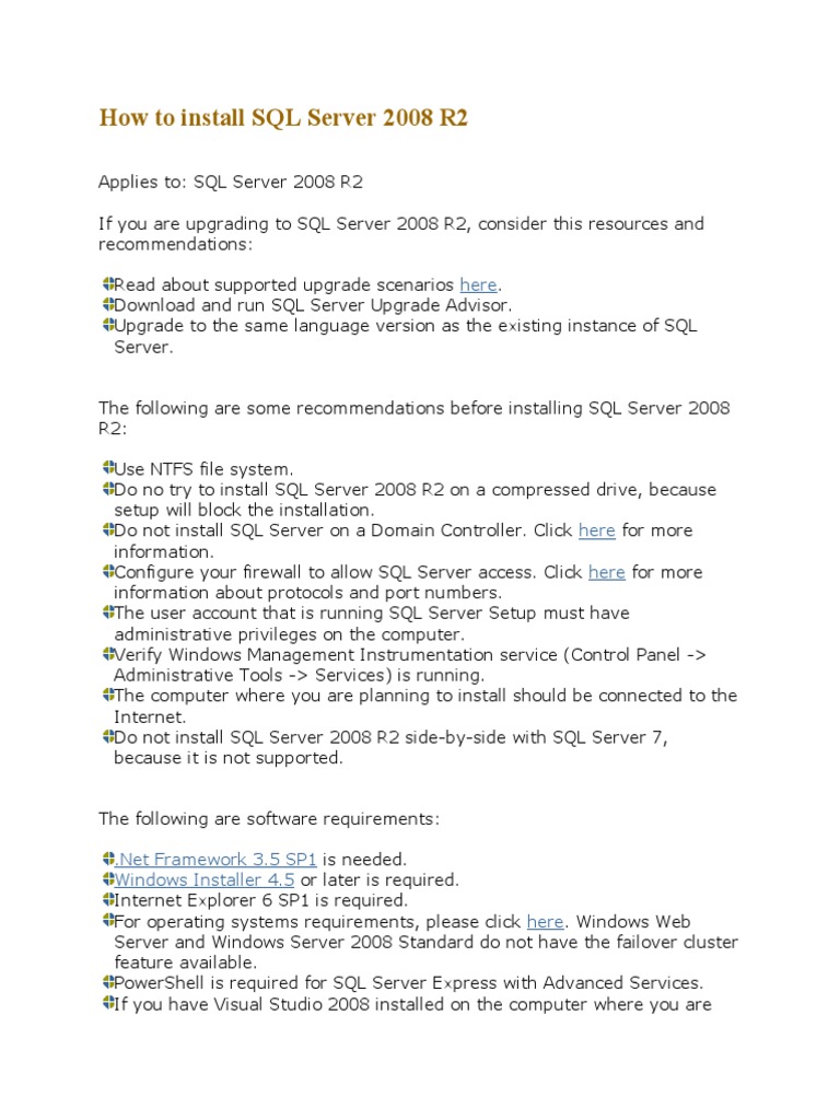 How To Install SQL Server 2008 R2 | Download Free PDF | Computer ...