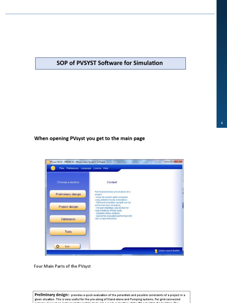 SOP of PVSYST Software For Simulation | PDF | Electrical Engineering ...