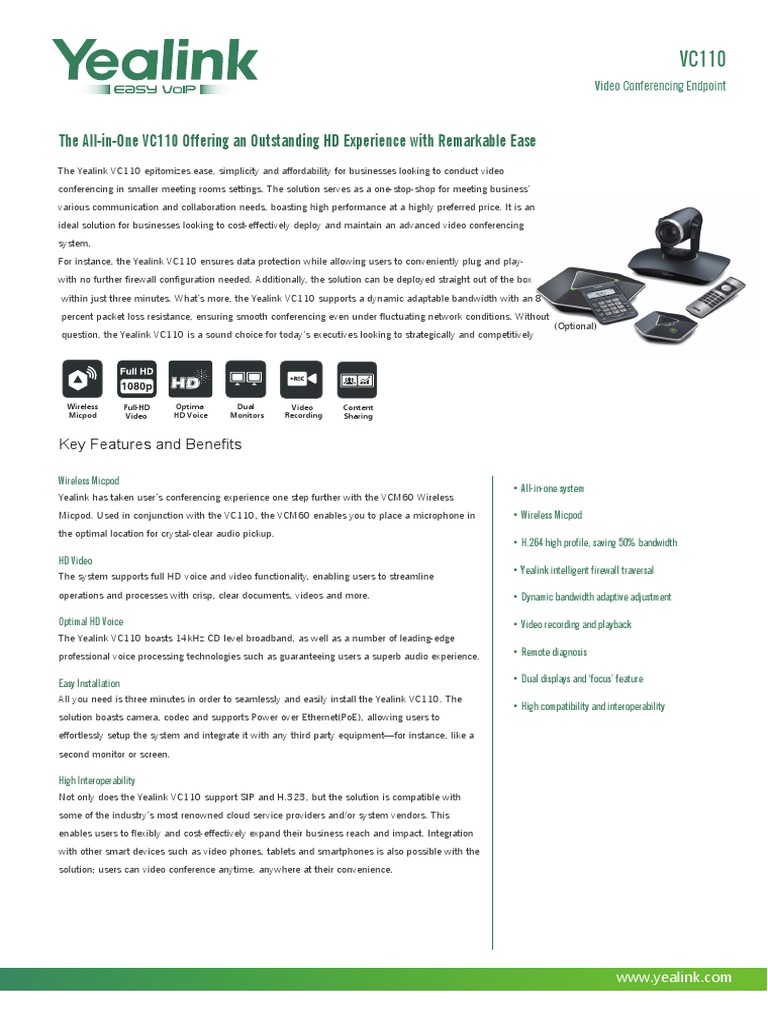 The All-in-One VC110 Offering An Outstanding HD Experience With Remarkable Ease | PDF ...