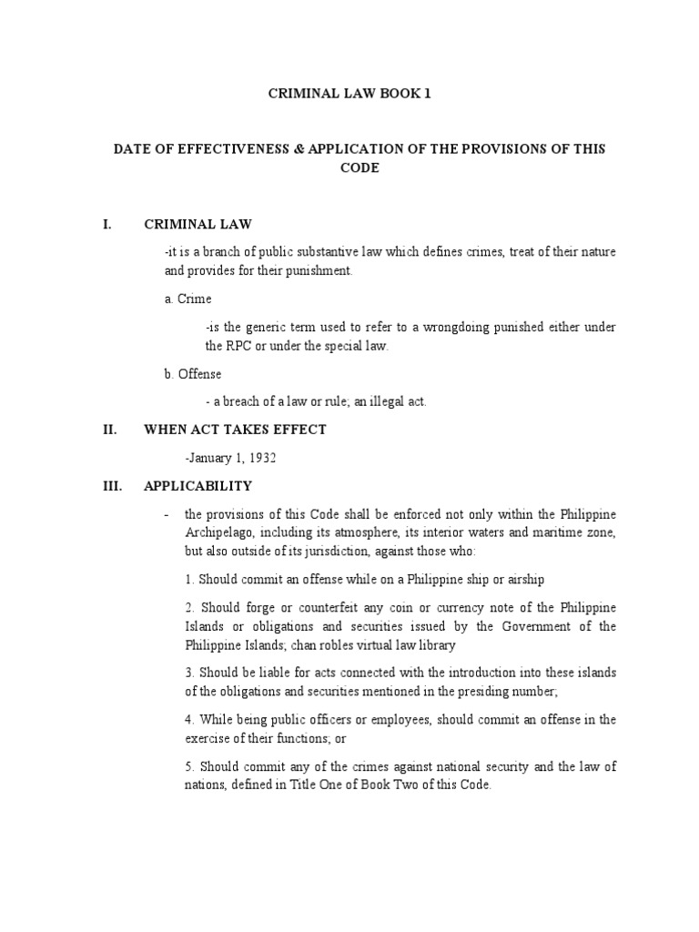 Criminal Law Book 1 | PDF | Pardon | Probation