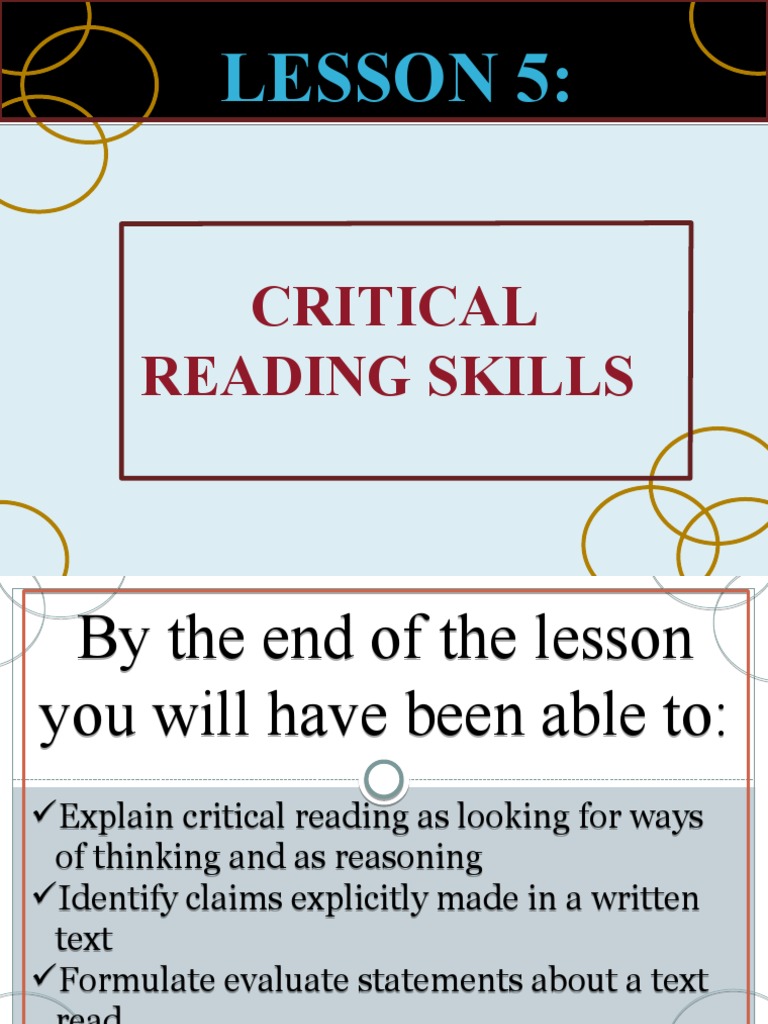Lesson 5 Critical Reading Skills | PDF | Fallacy | Argument