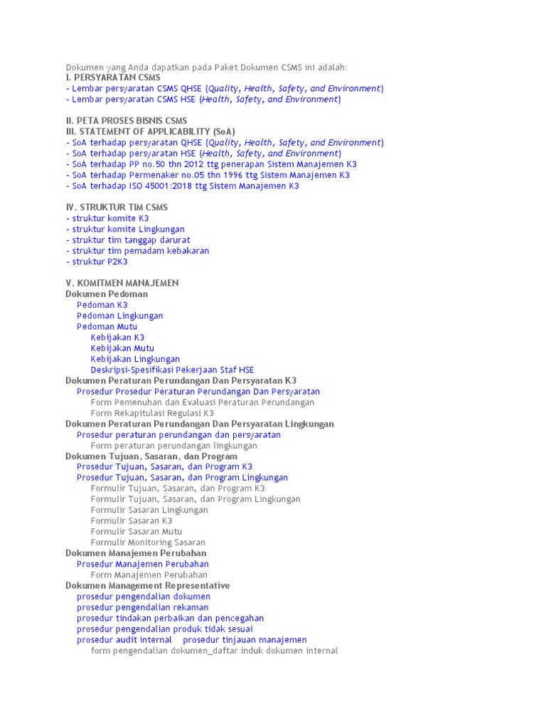 CSMS Doc List | PDF