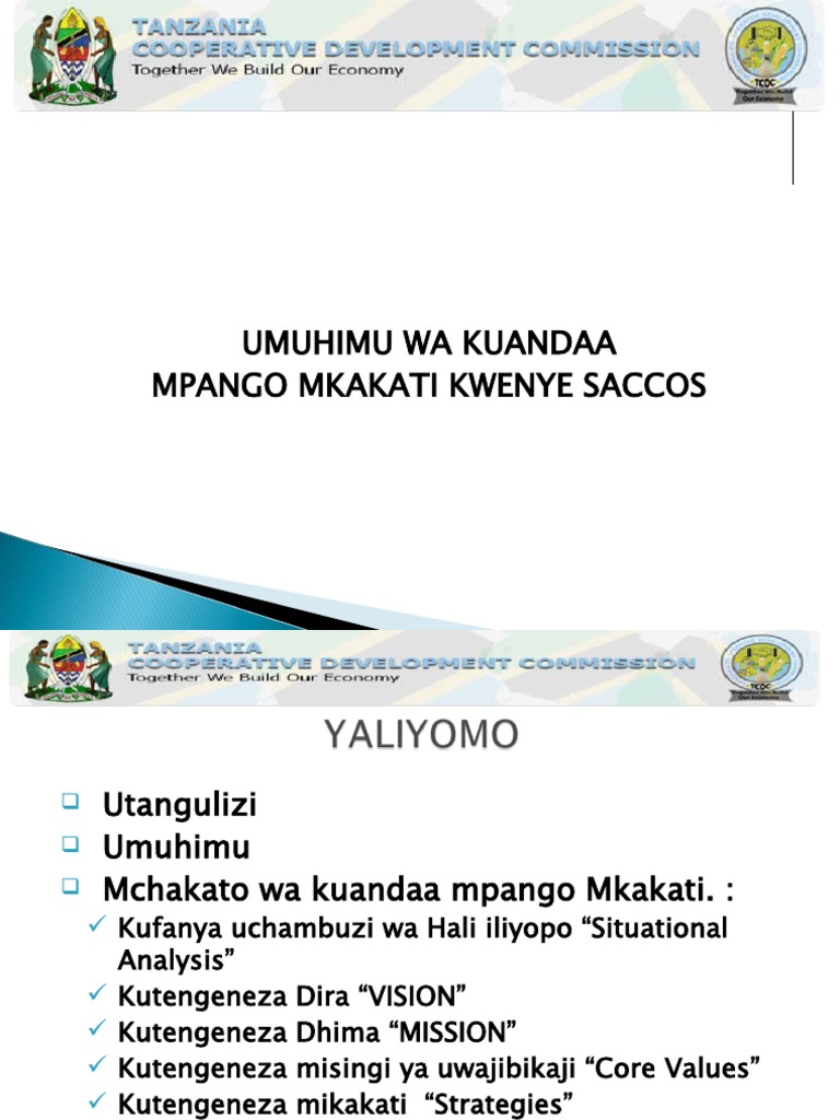 Uandaaji Wa Mpango Mkakati Wa Saccos | PDF