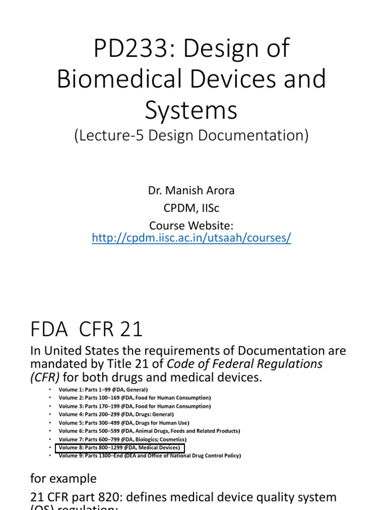 Design Documentation for Biomedical Devices | PDF | Specification ...