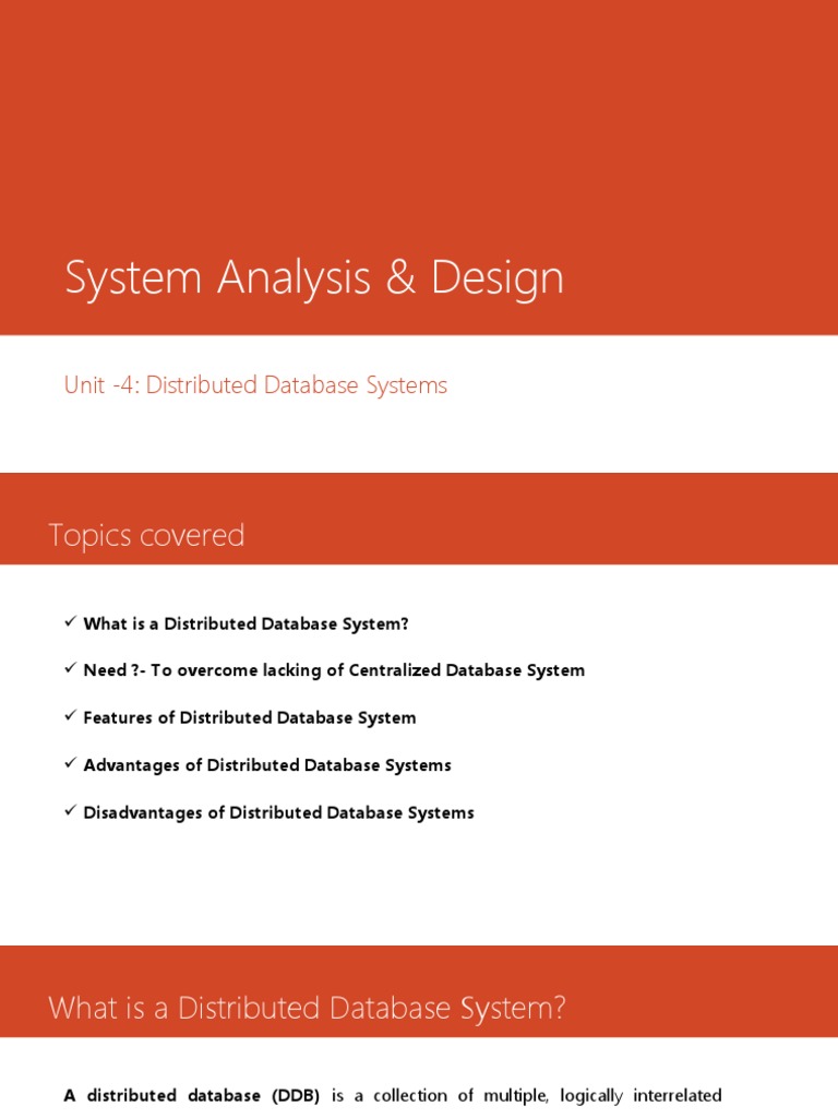 Sad uNIT 4-Distibuted Database Systems Features, Adv and Disadvantages ...